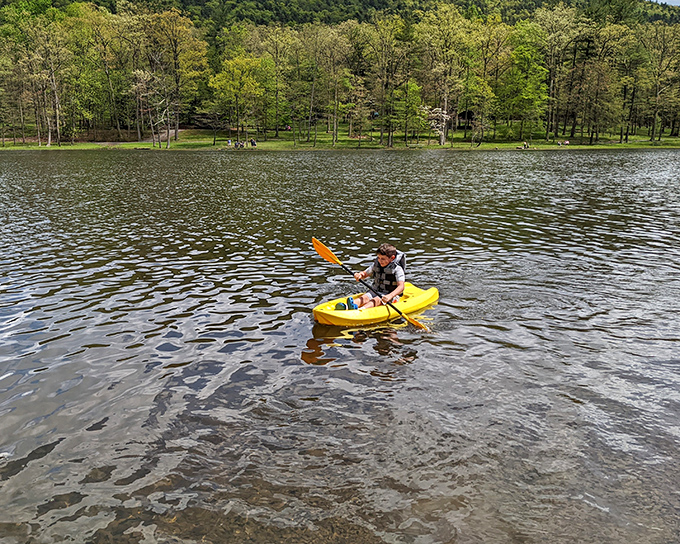 Yellow kayak, blue sky, green mountains&mdash;a perfect color palette for creating memories that last longer than any social media post.