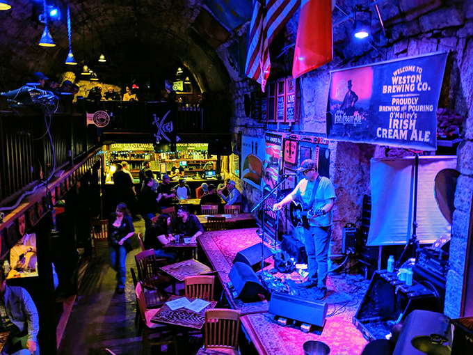 Live music echoes perfectly off ancient limestone walls, creating an acoustic experience that makes every cover song sound like it was written for this space.