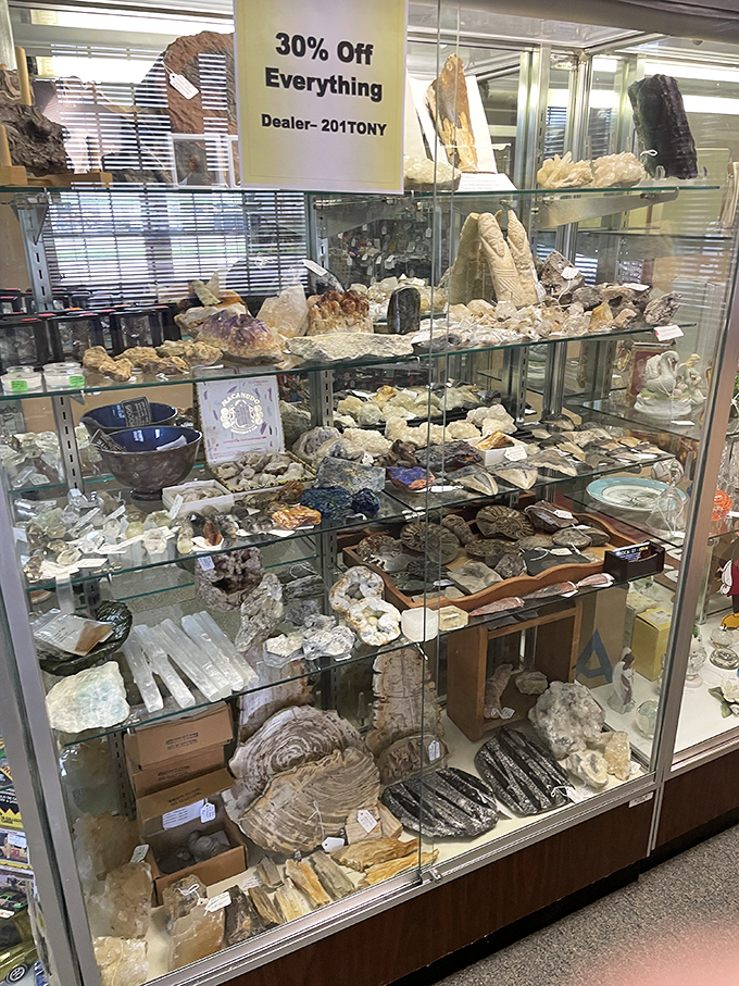 Nature's artwork on display&mdash;these minerals and crystals formed over millennia, only to end up in a glass case in Hanover, Pennsylvania.