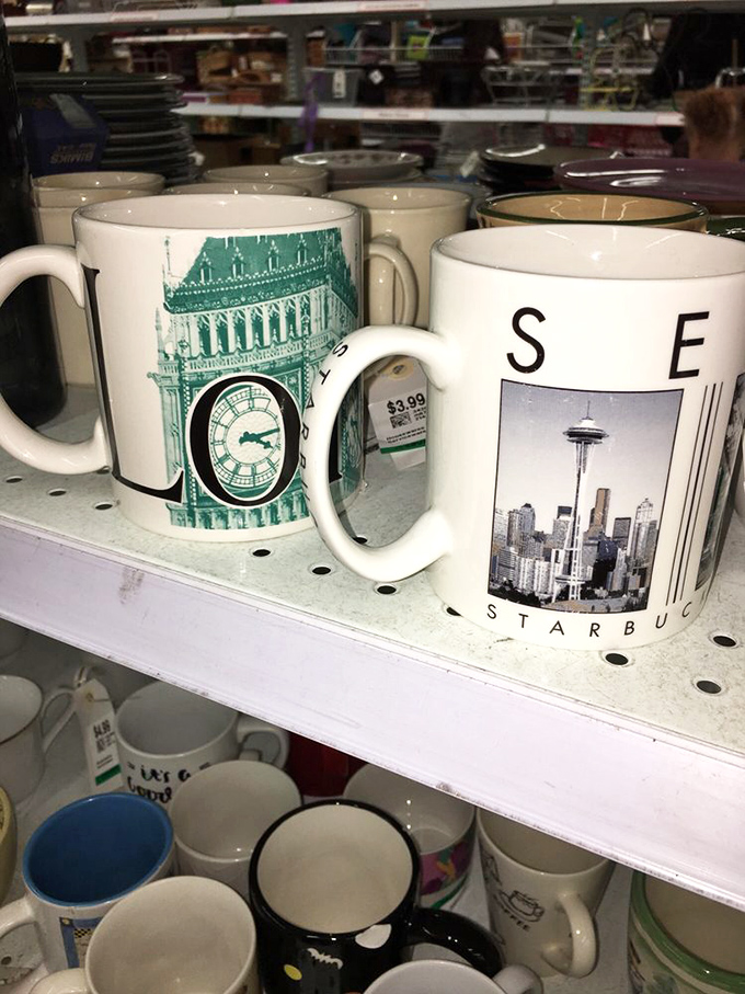 Mugs with memories! London's Big Ben and Seattle's Space Needle stand ready to transport your morning coffee routine to faraway places.