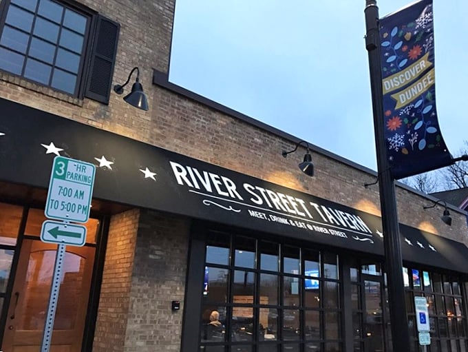 The exterior at dusk reminds you that some of Illinois' best food experiences aren't hiding in Chicago's trendy neighborhoods but in charming spots like East Dundee.