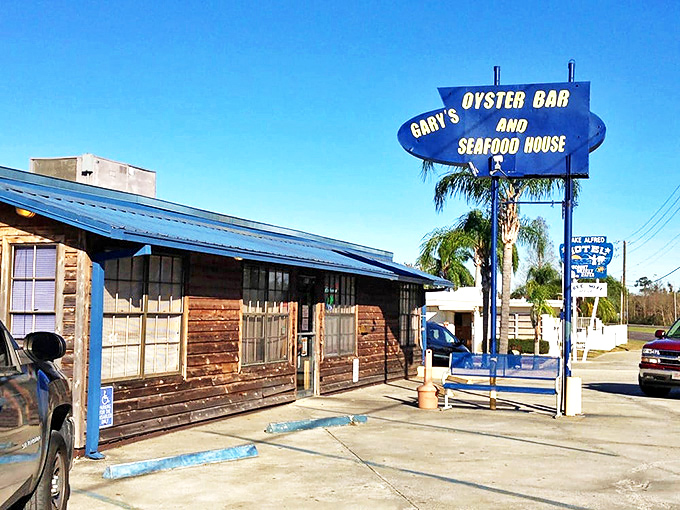 That classic blue sign has been guiding hungry travelers to seafood salvation for countless satisfied customers.