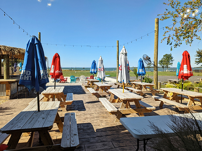 Outdoor seating with a water view&mdash;because the only thing better than fresh seafood is enjoying it with a side of Chesapeake Bay breeze.