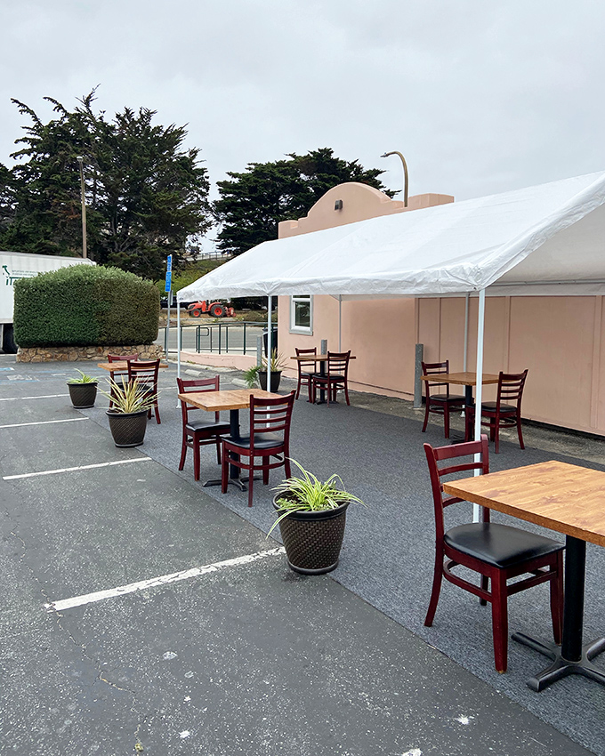 Outdoor seating for those who prefer their seafood with a side of fresh coastal air and the distant sound of seagulls.
