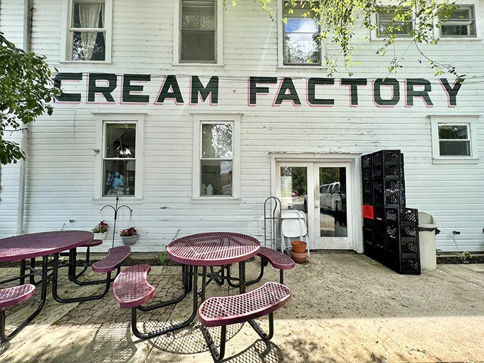 The wraparound porch offers prime seating for the double feature of people-watching and ice cream savoring – no ticket required.