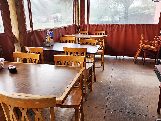 Additional seating that extends the welcoming atmosphere beyond the main dining room's cozy confines.
