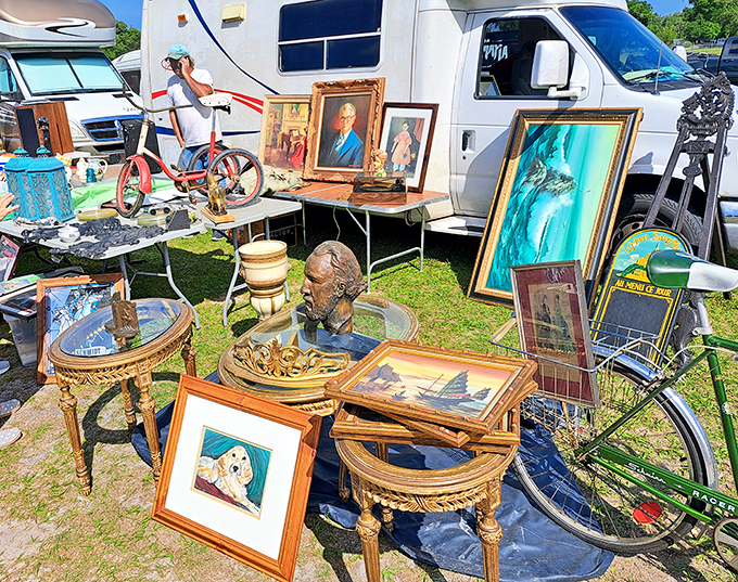 Eclectic artwork reflects diverse tastes and budgets, from maritime scenes to family portraits seeking new walls to call home.