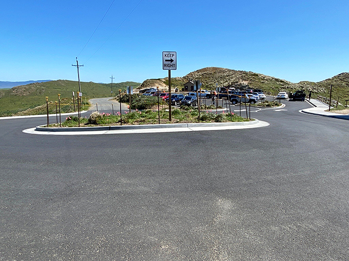 Journey's beginning: The parking area sits perched on coastal bluffs, the first hint that something spectacular awaits just beyond.