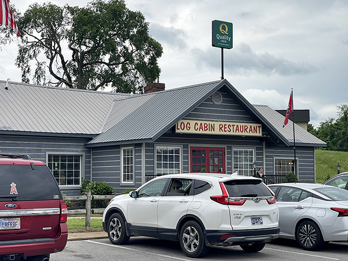 Even from the parking lot, that blue exterior with the bold red sign promises a meal worth whatever journey you made to get here.