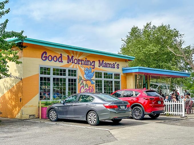 The cheerful exterior beckons from the parking lot like a breakfast lighthouse, guiding hungry souls to pancake salvation.