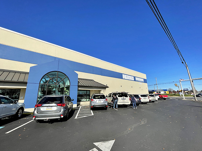 The parking lot on a busy day. Treasure hunters arrive early and often &ndash; the thrill of the secondhand chase is universal.