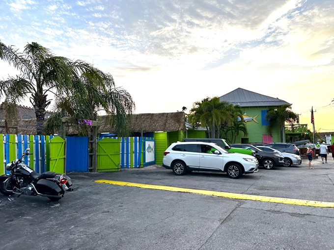 The colorful exterior hints at the vibrant experience waiting inside. Those lime green walls are like a beacon calling road-weary travelers home.