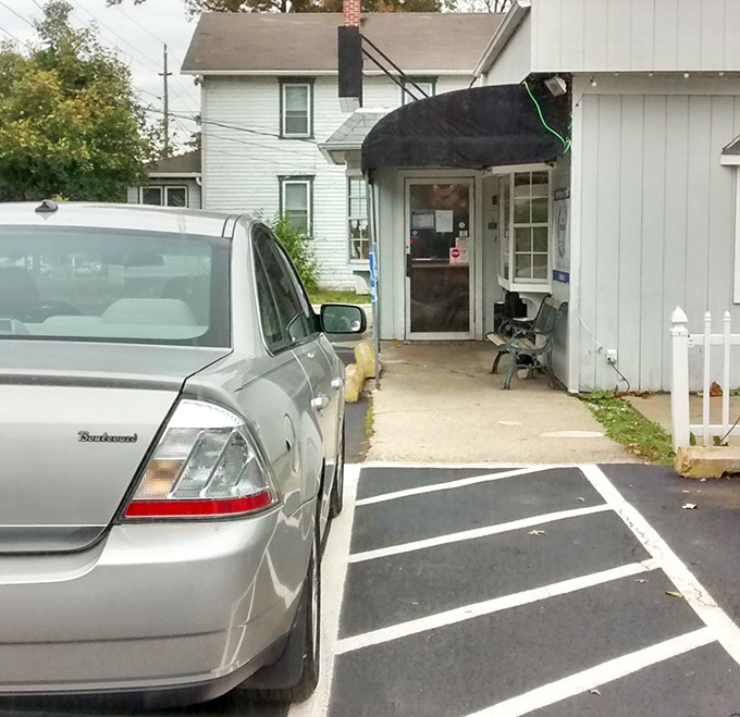 The modest entrance belies the breakfast treasures within. No valet parking needed when the food is this honest.
