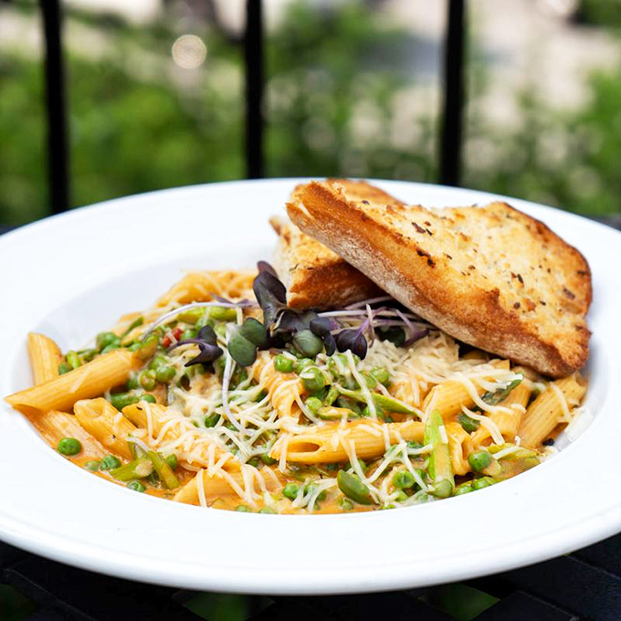 Pasta that doesn't just sit on the plate but seems to celebrate with fresh vegetables and herbs&mdash;proof that comfort food can be both sophisticated and soul-satisfying.