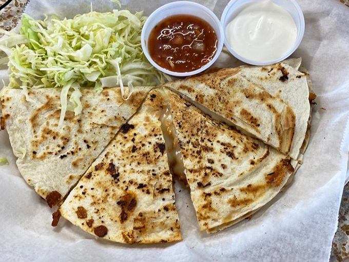 Even the quesadillas get the seafood treatment here, proving that cheese and tortillas are just vessels for ocean-fresh ingredients.