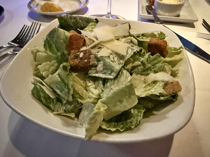 A Caesar salad that respects tradition &ndash; crisp romaine, proper dressing, and croutons that crunch like they mean it.