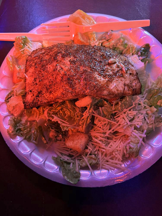 A blackened fish salad that lets you tell yourself "I'm being healthy" while still enjoying every indulgent, perfectly-seasoned bite.