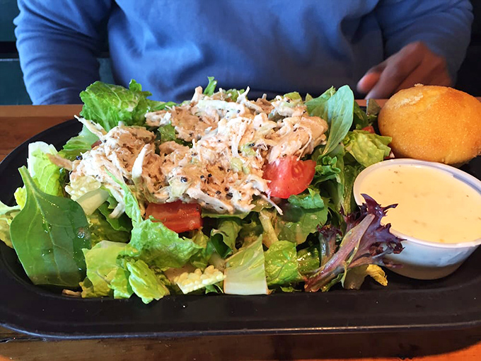 Not just a token salad&mdash;a legitimate contender featuring smoky pulled chicken that might make you temporarily forget about those ribs you ordered.