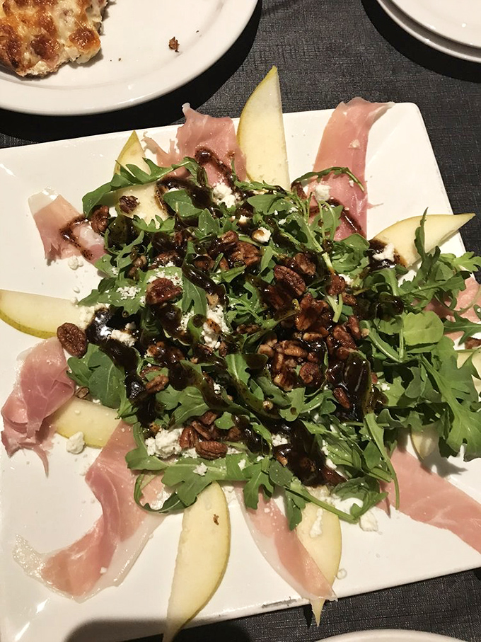 Prosciutto, pear, and arugula create a salad so sophisticated it probably has its own summer home in the Hamptons.