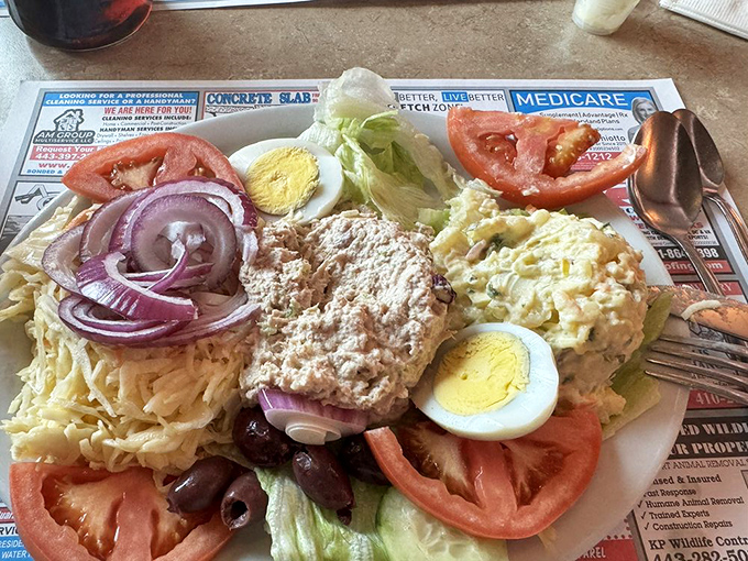 Fresh salads remind you that Double T Diner covers all the bases, from indulgent to refreshing options.