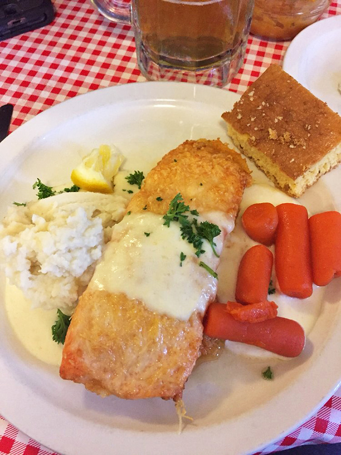 Perfectly cooked salmon that swam upstream and landed on the perfect plate, accompanied by sides that don't merely play supporting roles.
