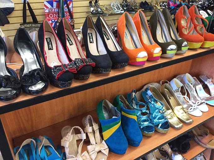 Colorful heels and casual footwear line up like eager contestants in a beauty pageant. These shoes have places to go and new feet to take them there.