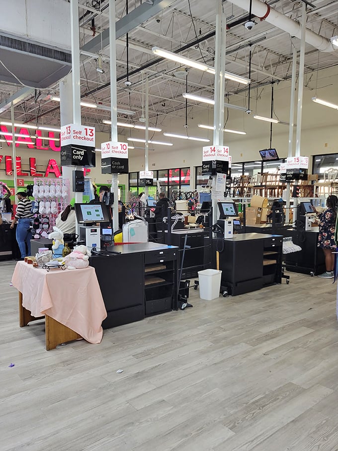 Checkout lanes mark the finish line of your thrifting marathon. The true test of willpower is leaving with less than you intended.