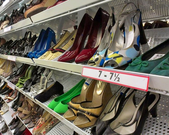 Shoe paradise for the patient hunter. Those perfect red pumps or vintage loafers might be waiting in your size.