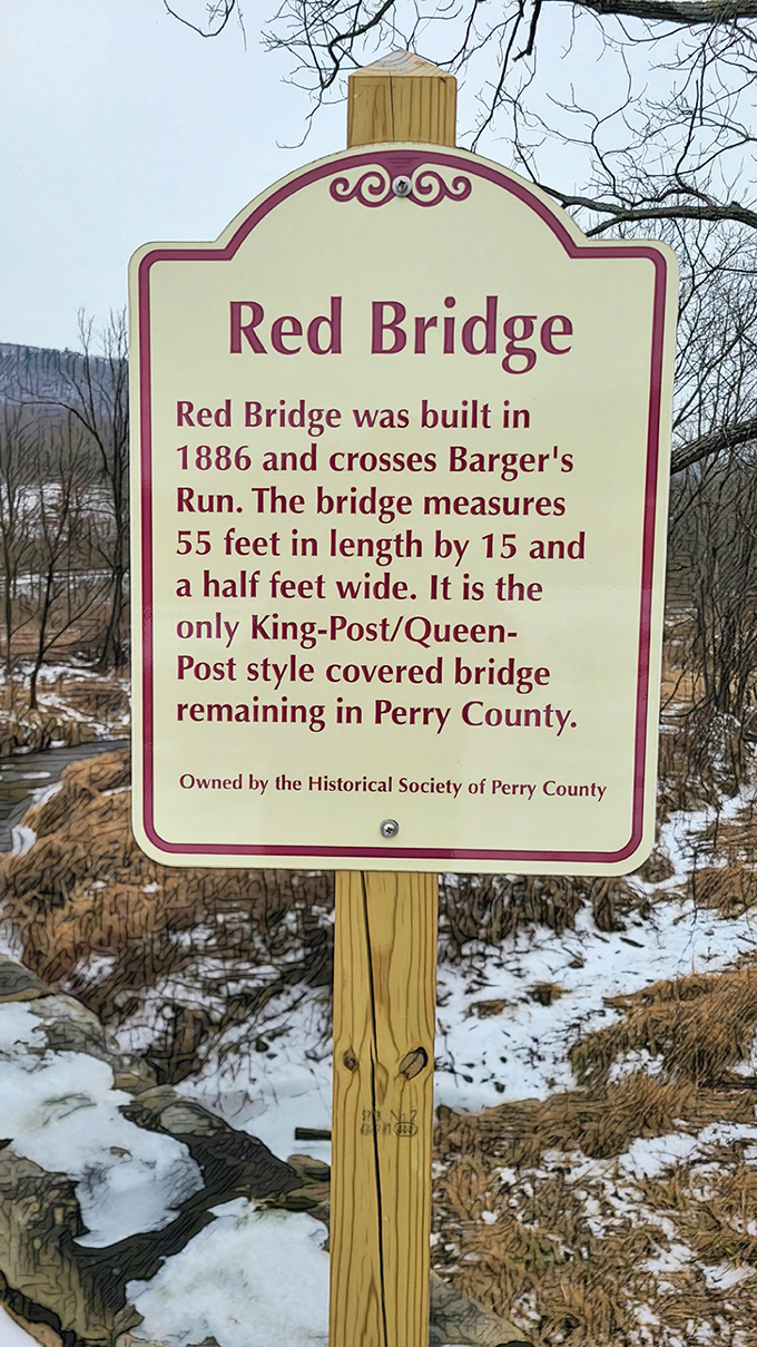 Modern roads pass by while the old bridge keeps its own peaceful pace below.