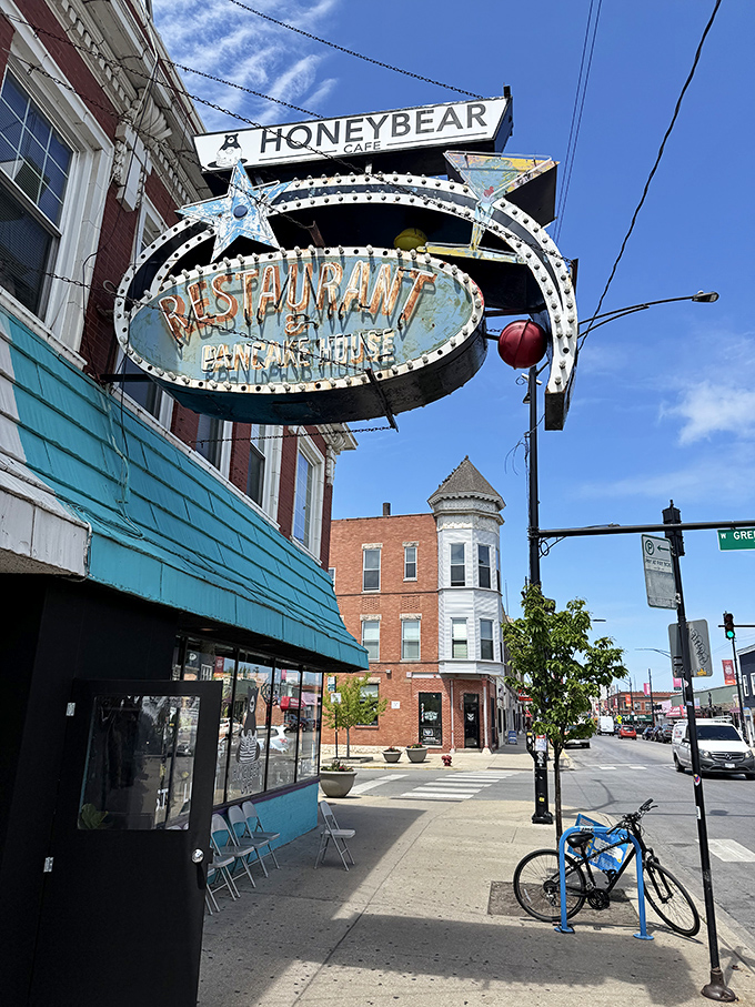 The vintage-inspired sign promises both "Restaurant" and "Pancake House"&mdash;covering all bases for the indecisive breakfast seeker.