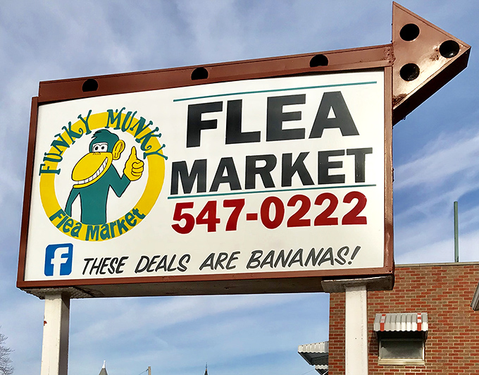 "These deals are bananas!" proclaims the cheerful monkey mascot. With that phone number prominently displayed, treasure hunting is just a call away.