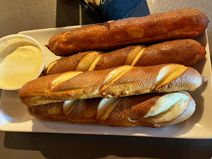 These pretzels aren't twisted&mdash;they're perfectly straightforward in their mission to deliver soft, chewy perfection with a side of creamy dip.