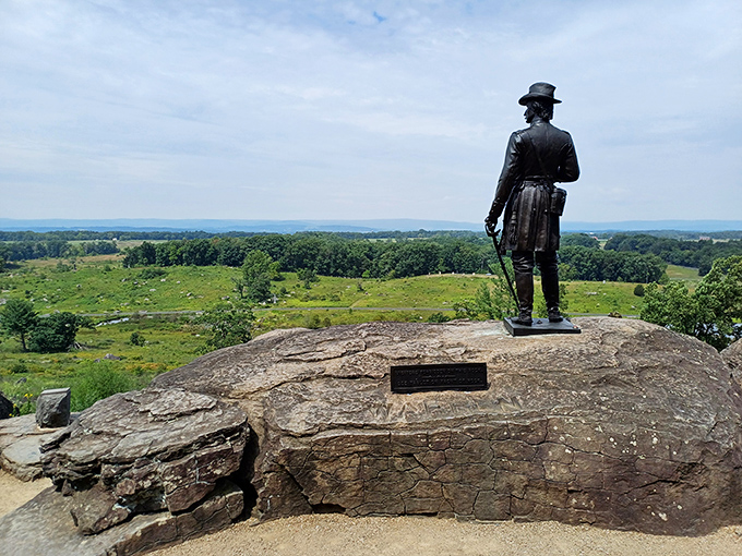 The ultimate historical selfie spot&mdash;this statue gazes across the battlefield with the thousand-yard stare of someone who's seen both beauty and horror.