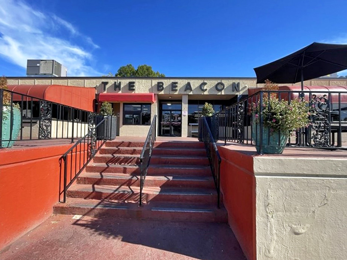 The red steps leading to The Beacon's entrance might as well be a stairway to comfort food heaven&mdash;no harps, just the symphony of sizzling burgers.