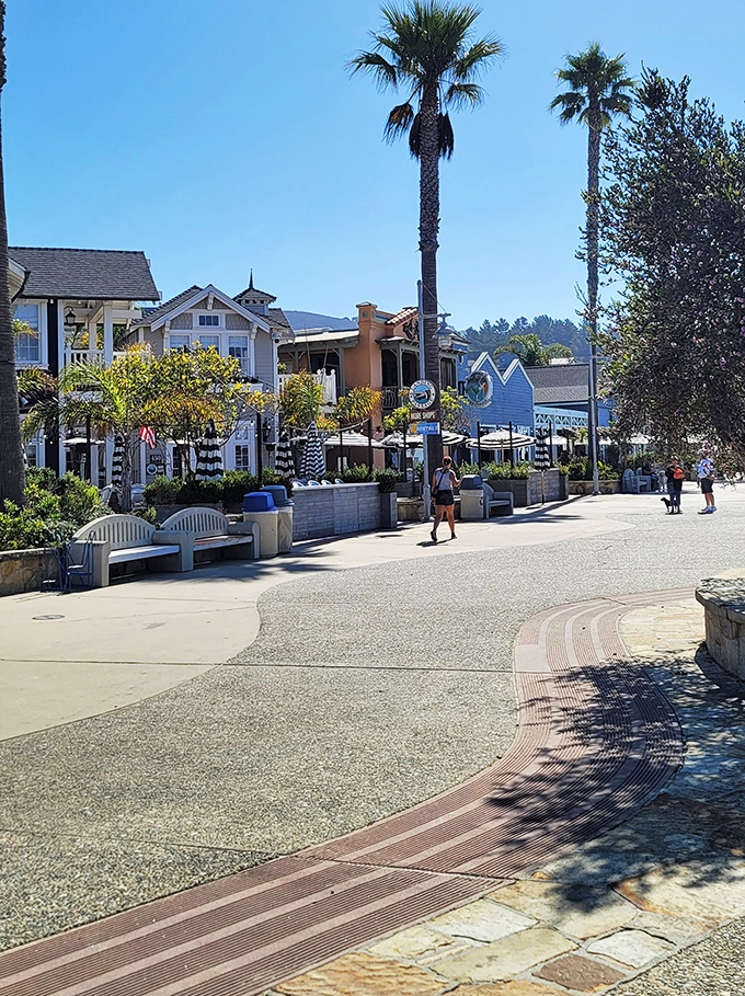 Sun-dappled sidewalks invite leisurely strolls past shops and cafes, where vacation time seems to move at its own delicious pace.