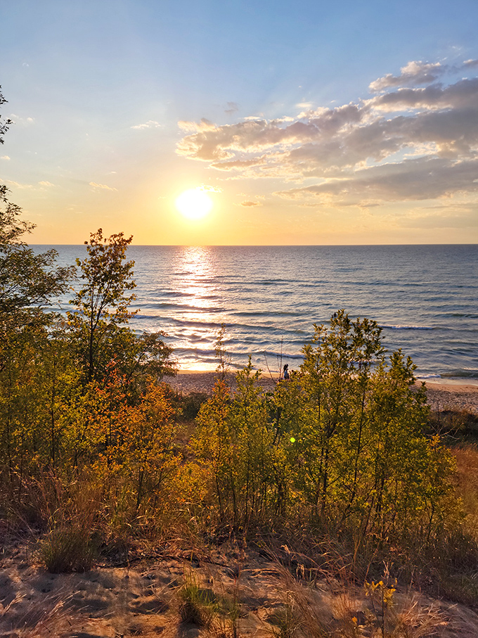 Nature's daily masterpiece&mdash;a Lake Michigan sunset paints the sky in colors that would make Monet jealous. No filter needed here.