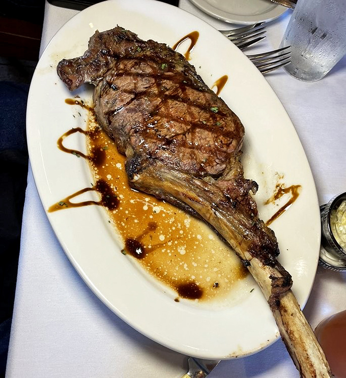 The tomahawk steak makes its grand entrance like the culinary equivalent of Thor's hammer&mdash;impressive, powerful, and guaranteed to satisfy heroic appetites.