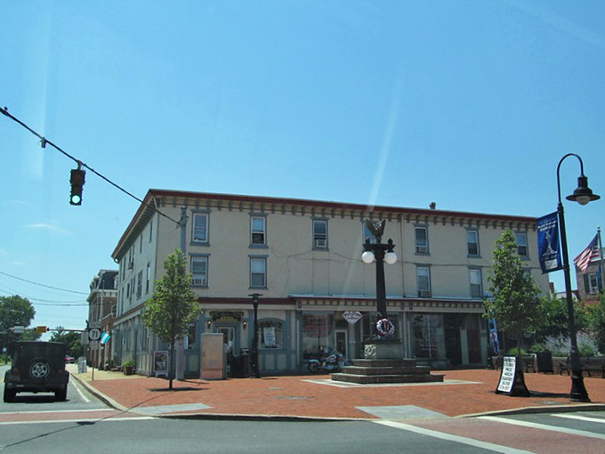 Middletown's town square anchors the community with classic brick walkways and thoughtful urban design. That central fountain creates the perfect meeting spot.