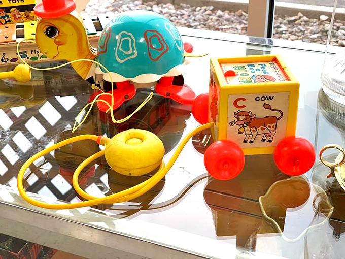 Vintage toys that survived decades of play still have plenty of imagination left in them. That pull-along turtle has more personality than most modern gadgets.