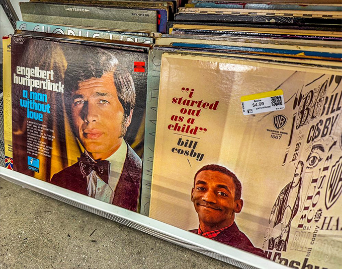 Vinyl records featuring Engelbert Humperdinck and Bill Cosby – a time capsule of entertainment history, preserved in wax.
