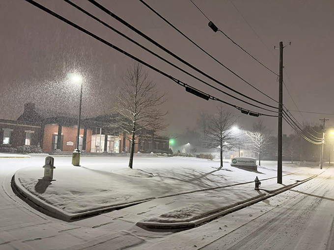 Winter transforms Sandersville into a quiet wonderland, where snow-dusted streets glow under lamplight like scenes from a holiday movie.