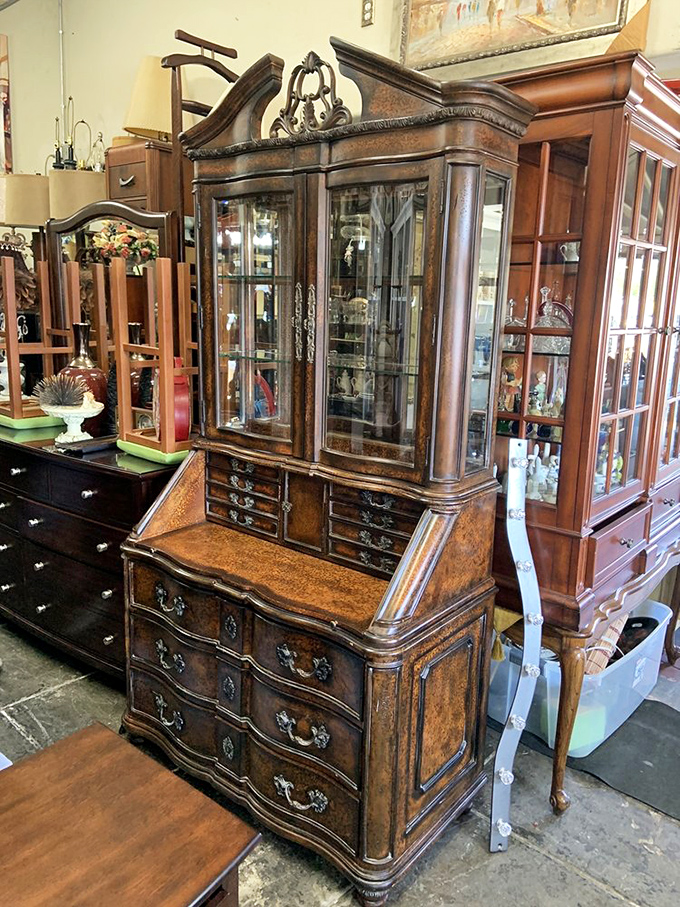 This isn't just furniture; it's functional art&mdash;carved wood secretary desks that witnessed letter-writing before texts and emails took over.