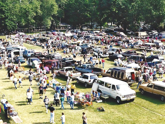 The grand tapestry of commerce unfolds from above&mdash;hundreds of vehicles, thousands of treasures, and endless possibilities under Pennsylvania trees.