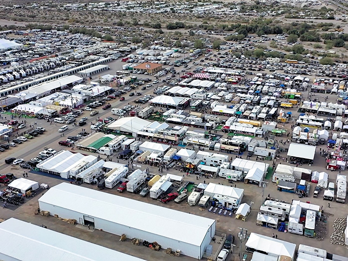 Bird's eye brilliance&mdash;only from above can you truly appreciate the magnificent scale of this desert marketplace phenomenon.