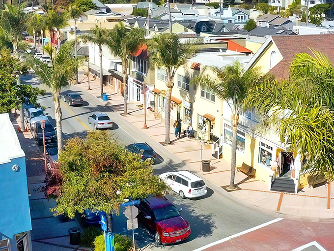 From above, Capitola reveals its perfect proportions &ndash; a village-sized slice of paradise where palm trees stand like exclamation points.