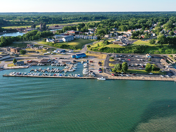 From above, Conneaut's perfect marriage of blue water and green landscape reveals why this lakeside gem captivates visitors year-round.