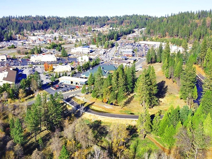 From above, Grass Valley reveals its perfect balance of nature and civilization&mdash;a place where your Social Security check might actually cover rent.