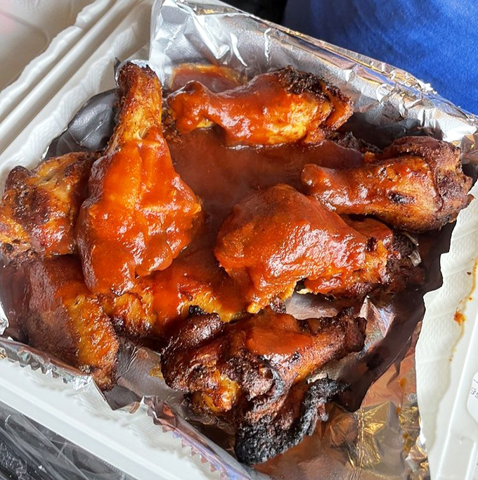 Wings slathered in sauce that walks the perfect line between sweet, tangy and spicy. Napkins are not optional&mdash;they're mandatory equipment.