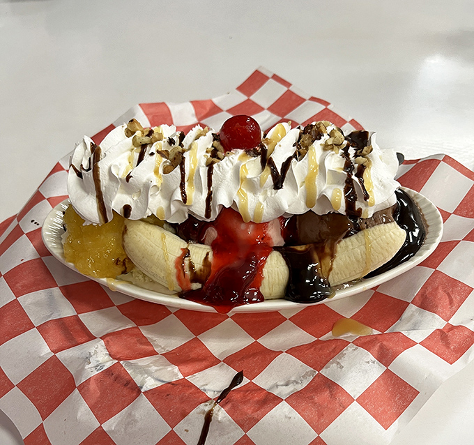 Behold the banana split in its natural habitat&mdash;a symphony of fruit, ice cream, and toppings that makes adults remember what it's like to be kids again.