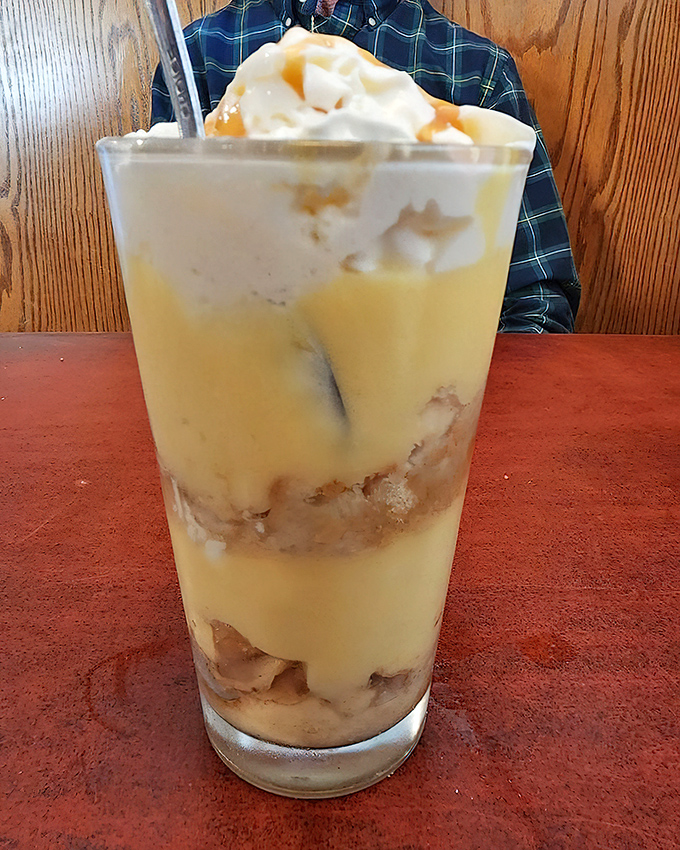 Banana pudding that makes time stand still – layers of vanilla, cookies, and banana in a glass that's guaranteed to disappear too quickly.